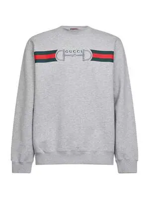 Gucci Melange Grey Cotton Printed Sweatshirt - Multicolor