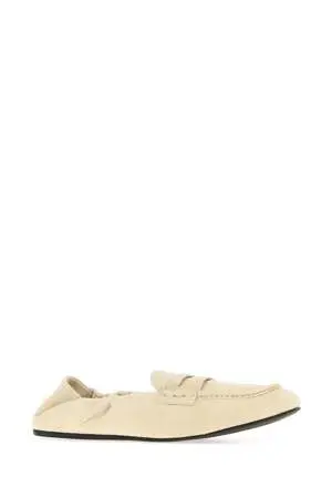 Miu Miu Ivory Suede Loafers - White