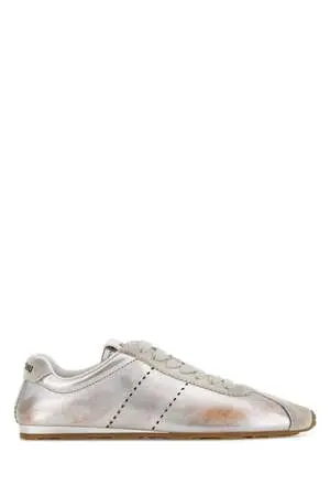 Miu Miu MIU MIU Leather Plume Sneakers Silver