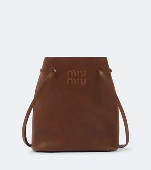 Miu Miu Mini Leather Bucket Bag - Brown