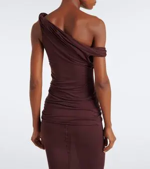 Rick Owens Lilies Laeti Draped One-shoulder Jersey Top