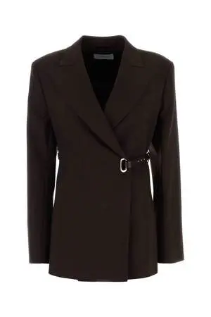 Sportmax Stretch Viscose Cinta Blazer - Brown