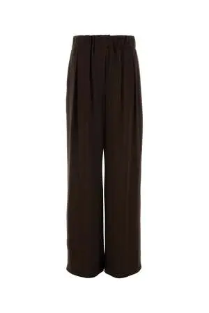 JIL SANDER Chocolate Satin Wide-leg Pant - Brown