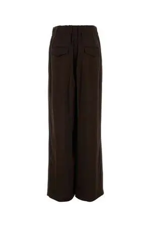 JIL SANDER Chocolate Satin Wide-leg Pant