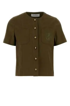 Max Mara Stretch Cotton Zanzara Blouse - Green