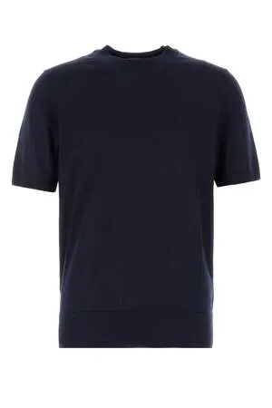 BOSS Cotton Crew Neck Short Sleeve Sweater Blue
