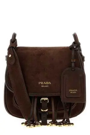 Prada Suede Corsaire Crossbody Bag - Brown