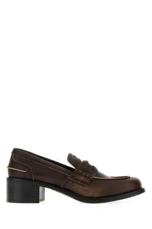 Miu Miu Leather Loafers - Brown