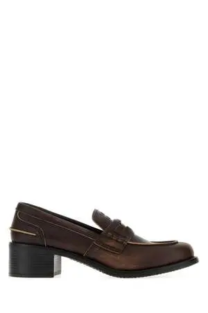 Miu Miu Leather Loafers - Brown