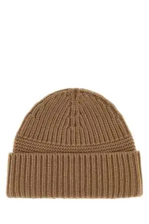 Miu Miu Camel Wool Blend Beanie Hat