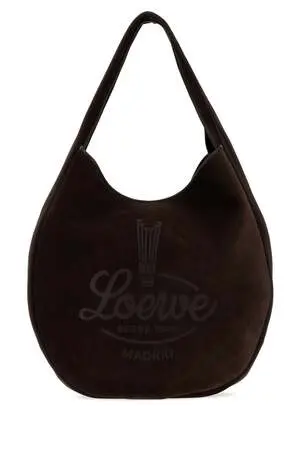 Loewe Dark Brown Suede Roomy Shopping Bag - Black