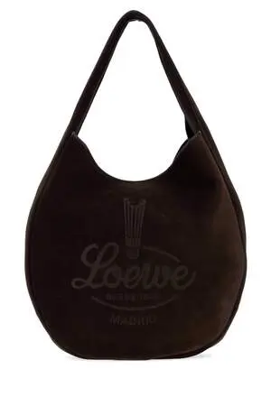 Loewe Dark Brown Suede Roomy Shopping Bag - Black
