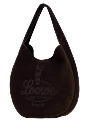 Loewe Dark Brown Suede Roomy Shopping Bag - Black