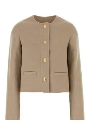 FERRAGAMO Sand Wool Blend Blazer - Brown