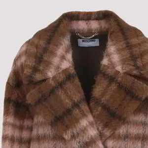 Moschino Check Coat - Brown
