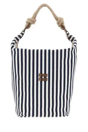 Miu Miu Embroidered Canvas Bucket Bag - Multicolor