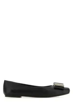 FERRAGAMO Nappa Leather Lina Ballerinas - Black