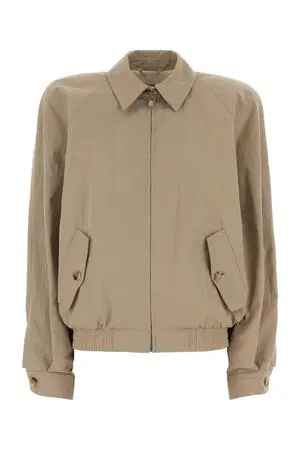 Magda Butrym Beige Cotton Blend Bomber Jacket - Brown