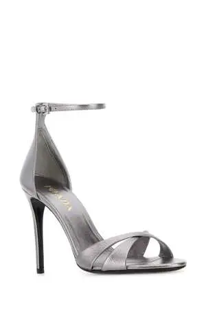 Prada Leather Sandals - Silver
