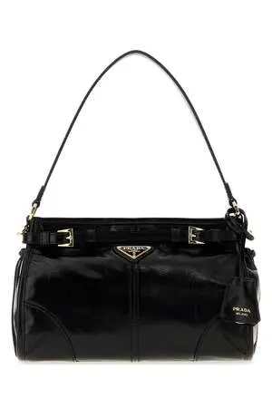 Prada Leather Bonnie Shoulder Bag - Black