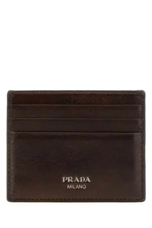 Prada Chocolate Leather Card Holder - Brown