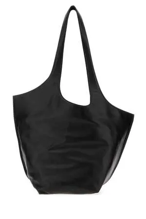 Attico Leather Large La Scoop Shoulder Bag - Black