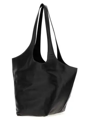 Attico Leather Large La Scoop Shoulder Bag - Black