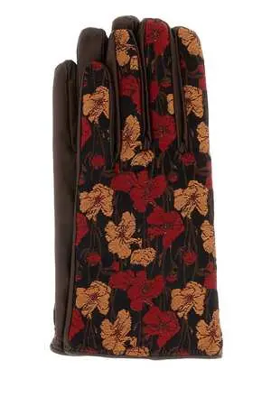 Dries Van Noten Cotton And Leather Gloves - Multicolor