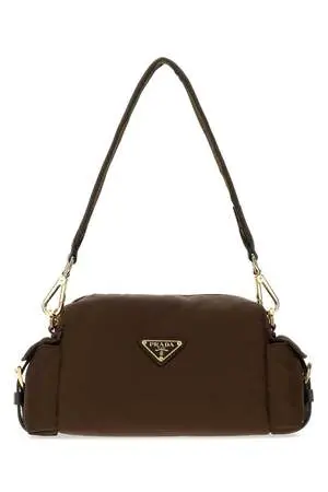 Prada Canvas Shoulder Bag - Brown