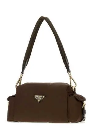 Prada Canvas Shoulder Bag - Brown
