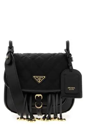 Prada Canvas And Leather Crossbody Bag - Black