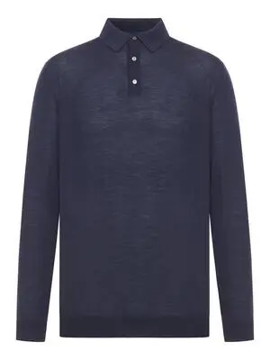 Kiton Long-sleeved Wool Polo Shirt - Blue