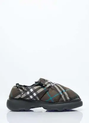 Burberry Check Nylon-blend Pillow Mule - Green
