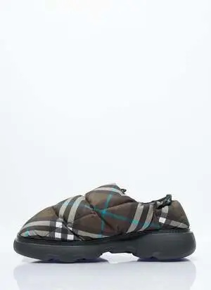 Burberry Check Nylon-blend Pillow Mule - Green