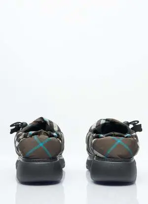 Burberry Check Nylon-blend Pillow Mule - Green