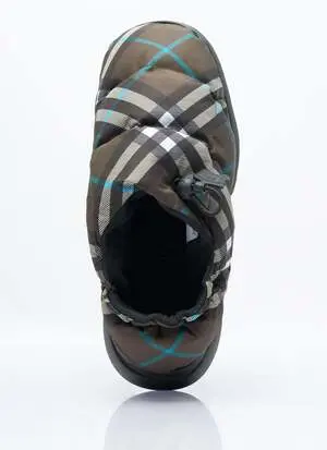 Burberry Check Nylon-blend Pillow Mule - Green
