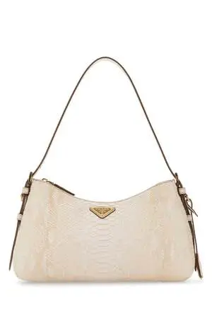 Prada Ivory Leather Aimee Shoulder Bag - White