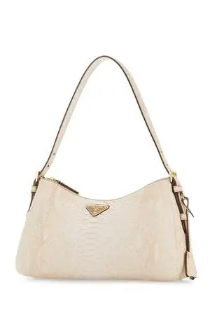 Prada Ivory Leather Aimee Shoulder Bag - White