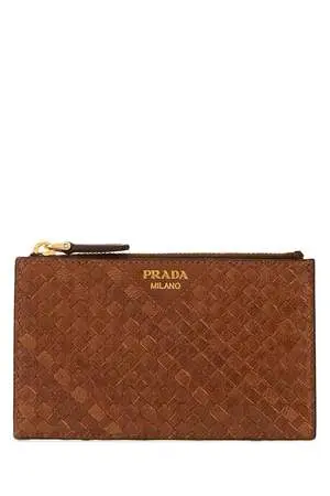 Prada Caramel Leather Card Holder - Brown