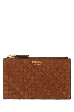 Prada Caramel Leather Card Holder - Brown