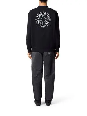 Stone Island Crew Neck Sweatshirt With Outline Compass Print