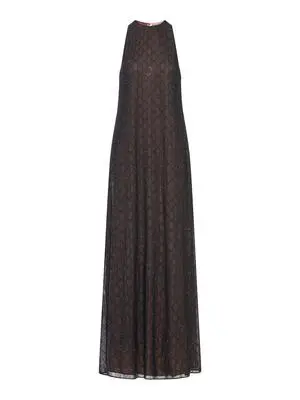 Gucci Silk Georgette Dress With Gg Monogram - Black