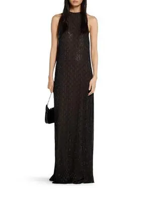 Gucci Silk Georgette Dress With Gg Monogram