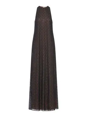 Gucci Silk Georgette Dress With Gg Monogram - Black