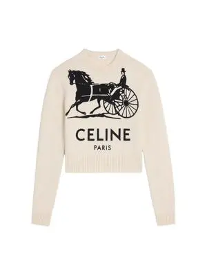 Celine Crew Neck Cashmere Sweater - White