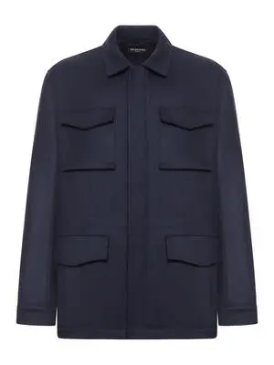 Kiton Multi-pocket Cashmere Field Jacket - Blue