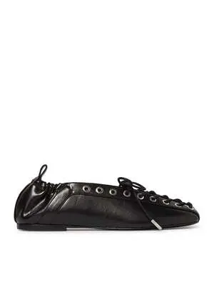GANNI Oleatex Lace-up Ballet Flats - Black