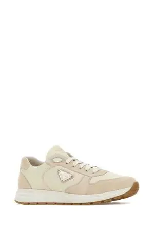Prada Sand Re-nylon And Suede Prax Sneakers