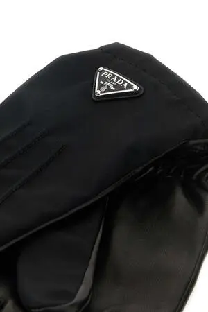 Prada Nylon And Nappa Leather Gloves