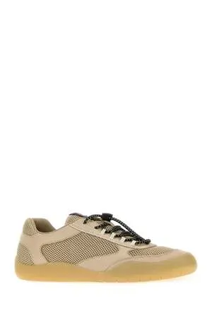 Prada Beige Leather And Mesh Speedrock Sneakers - Brown